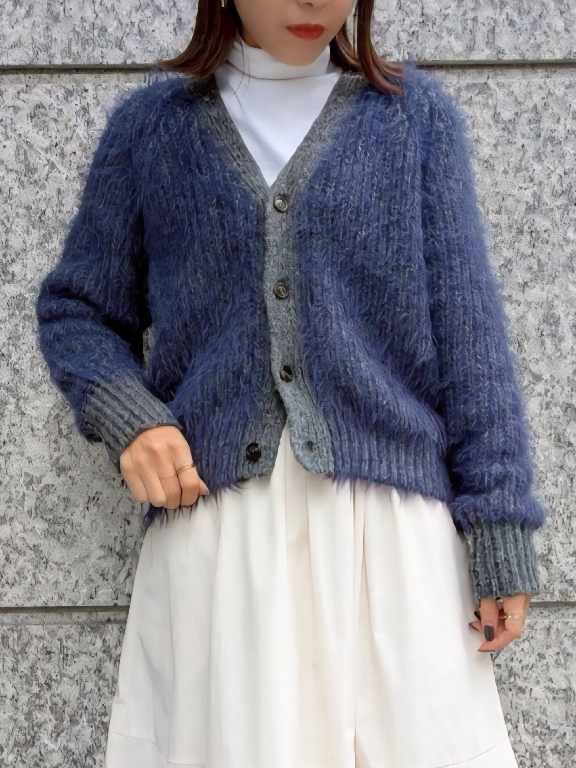 LE MELANGE バイカラシャギーカーディガン – TORAYA ONLINE STORE